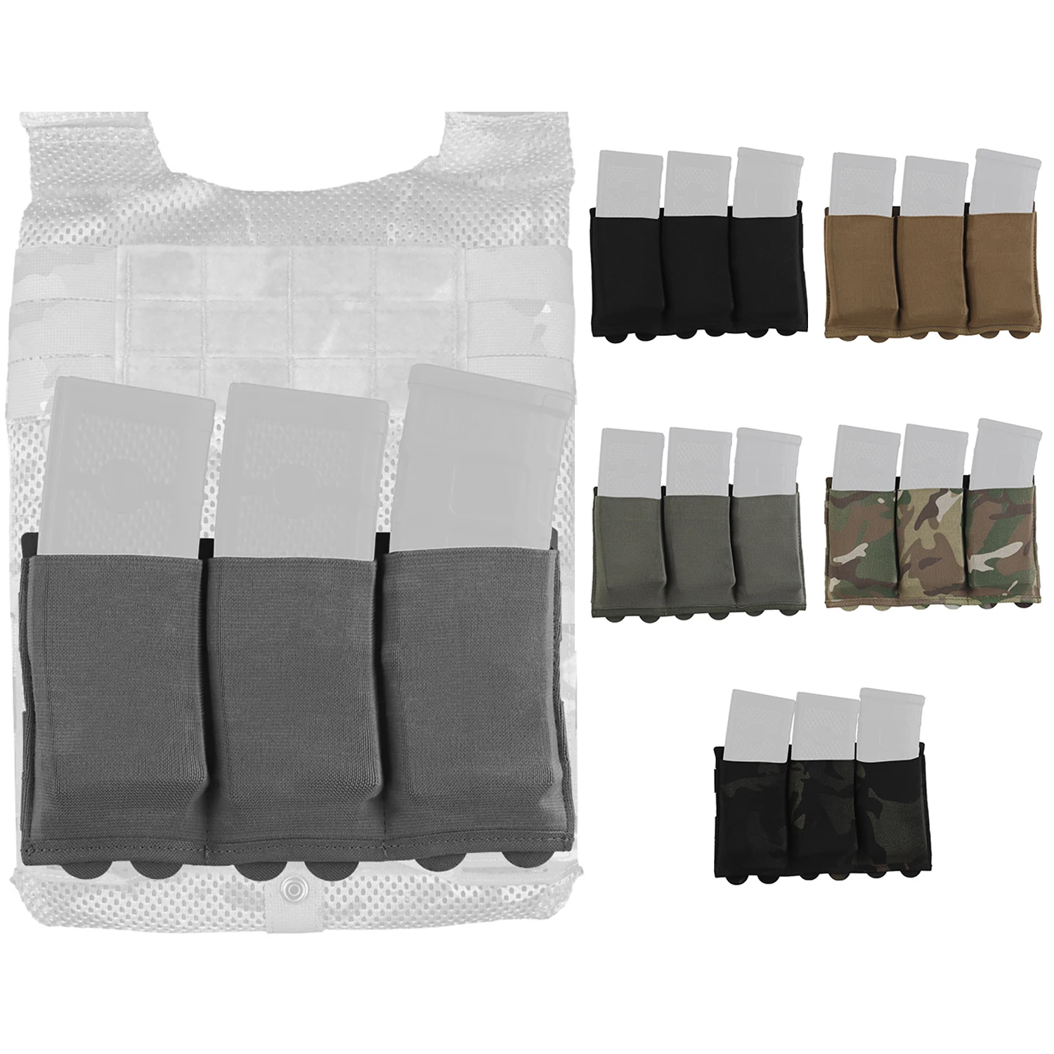 Durable Lightweight elastic AR M4 5.56 AK 7.62 Triple Mag Pouch Rifle ...
