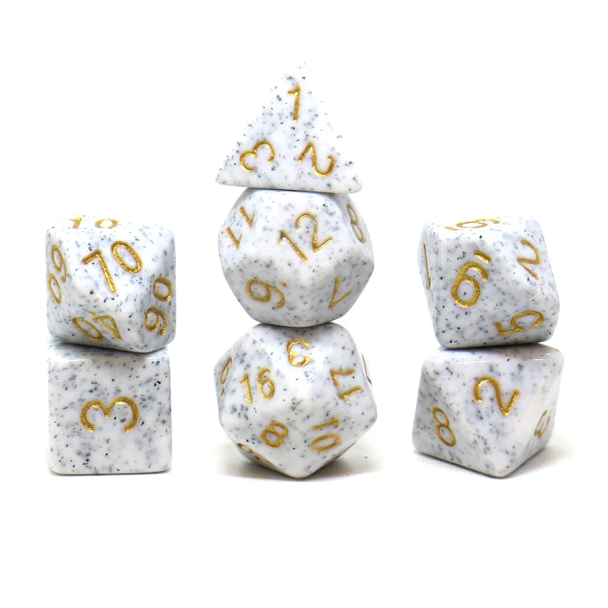 7pcs Set Stone Style Dice, Board Game Dice, Polyhedral Table Game Dice ...