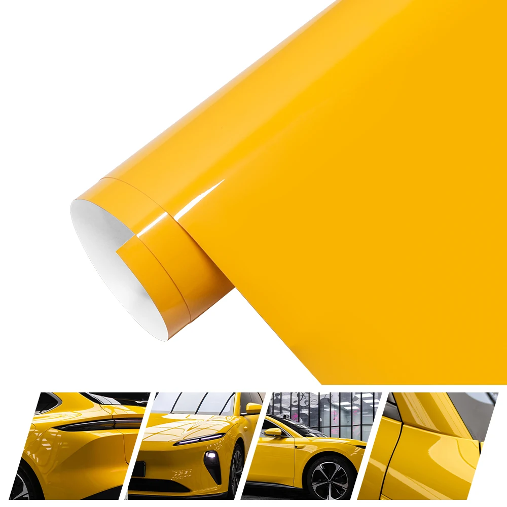High Bright Deep Yellow Wrap Film Glossy Deep Yellow Anti Scratch Air ...