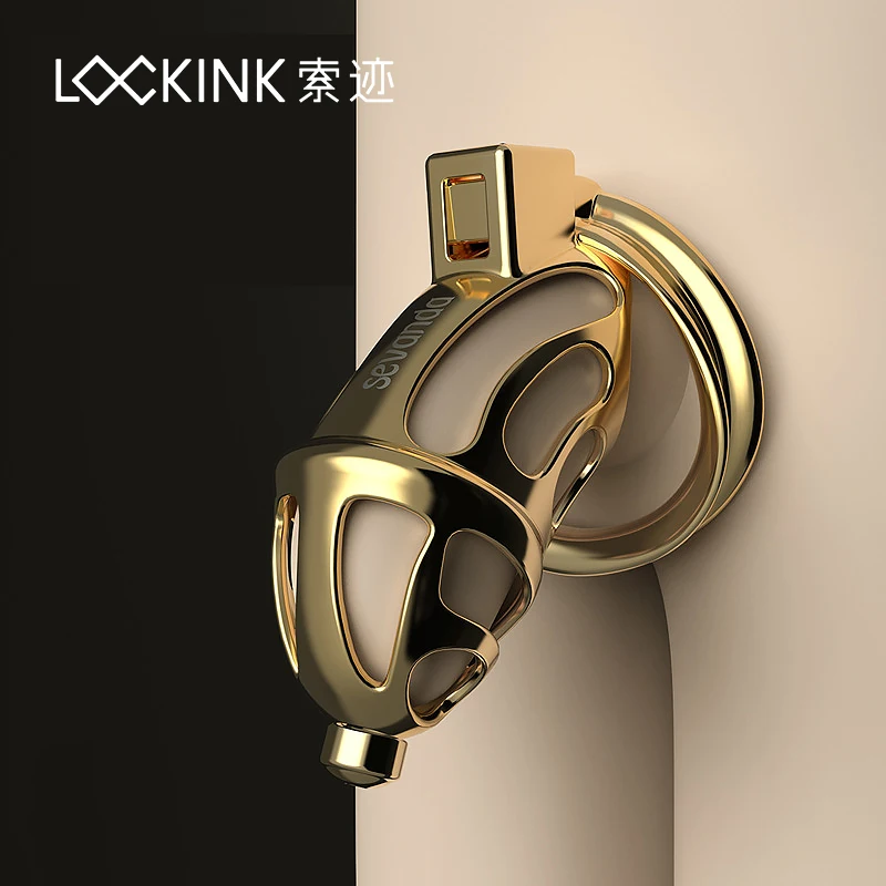 LOCKINK jaula de castidad de Metal, SM, bloqueo de castidad, pene, CB, acondicionamiento ...