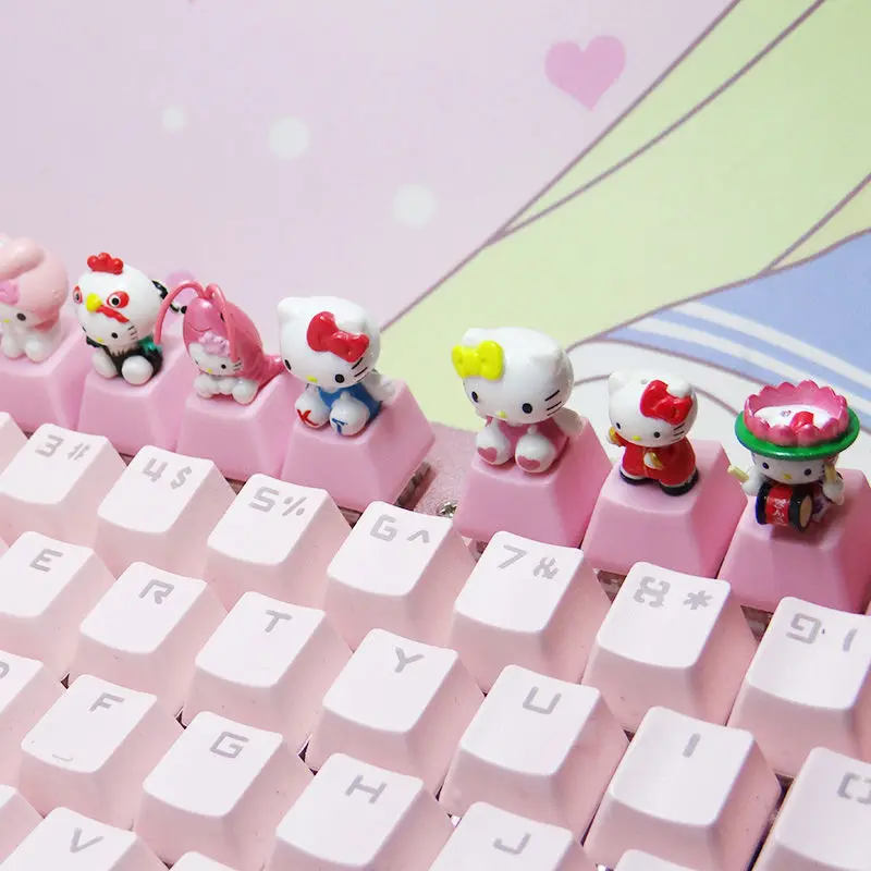 Sanrios Hello Kitty Keycap Cute Light Transmitting Singlethree ...