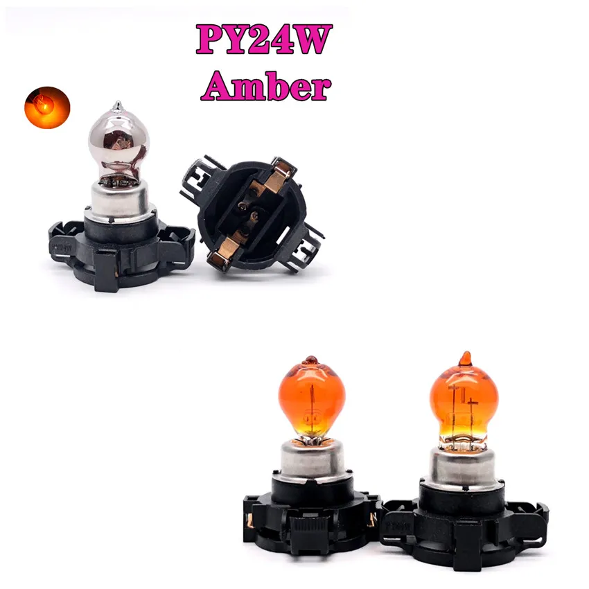 2 Pcs PY24W amber chrome plated bulb 12V24W invisible turn signal motor ...