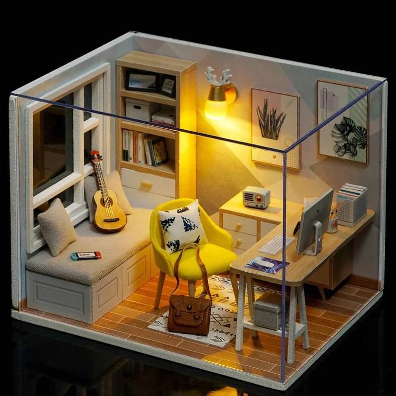 Wooden-Doll-House-DIY-Small-House-Kit-Making-Room-Toys-3D-Puzzle ...