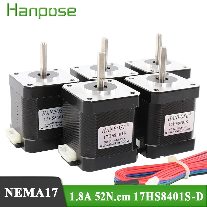 hanpose-5pcs-17HS8401S-DBX-stepper-motor-4-lead-48mm-1-8A-52N-CM-1M ...