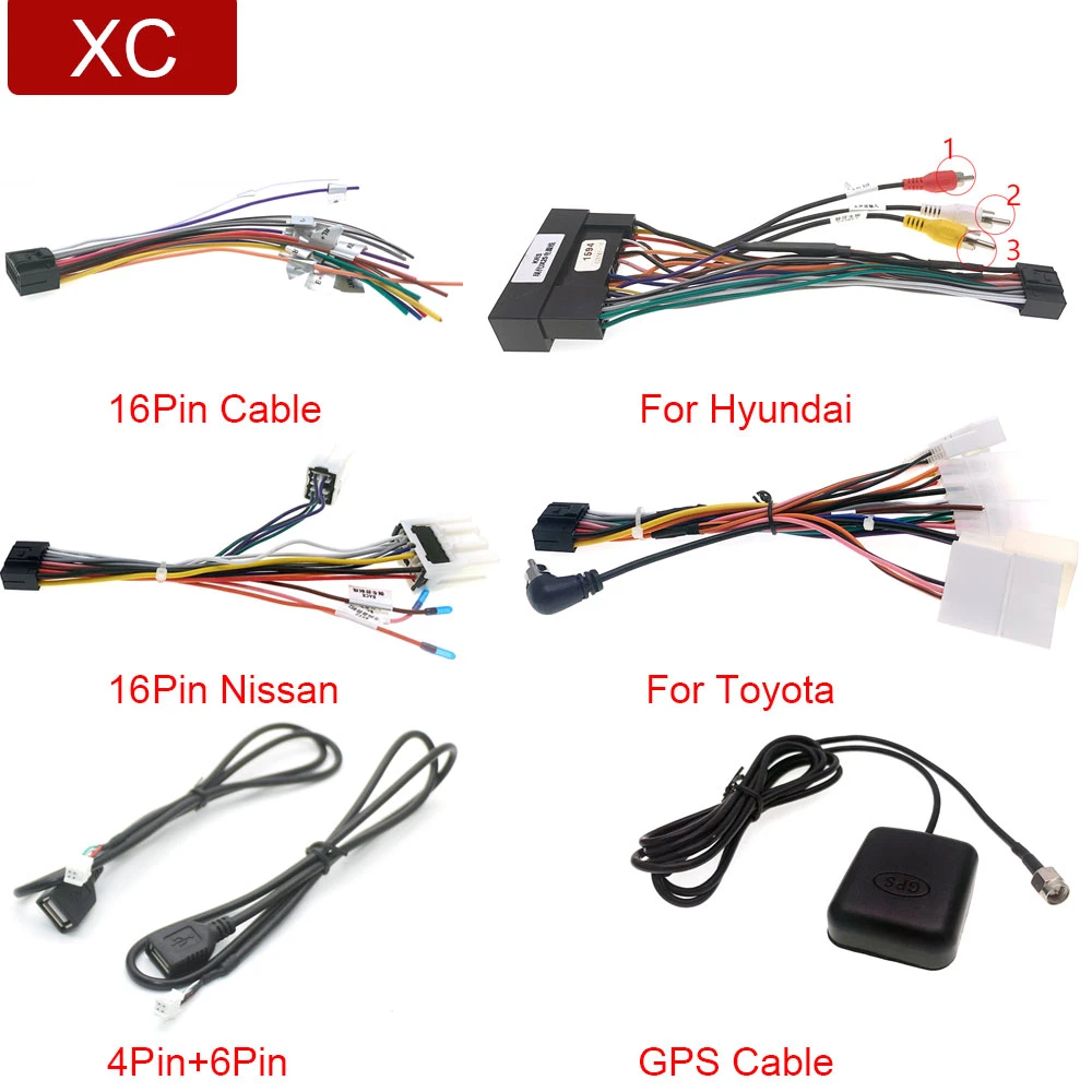 16 Pin Universal Car Android Stereo Radio Usb Gps Power Iso Adapter ...