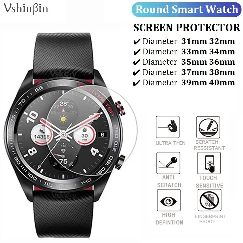 100pcs Round Smart Watch Screen Protector Diameter 31mm 32mm 33mm 34mm ...