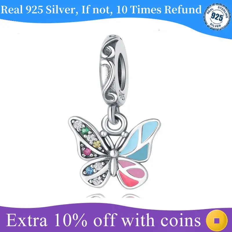 925-contas-de-prata-esterlina-para-mulheres-borboleta-inseto-pingente ...