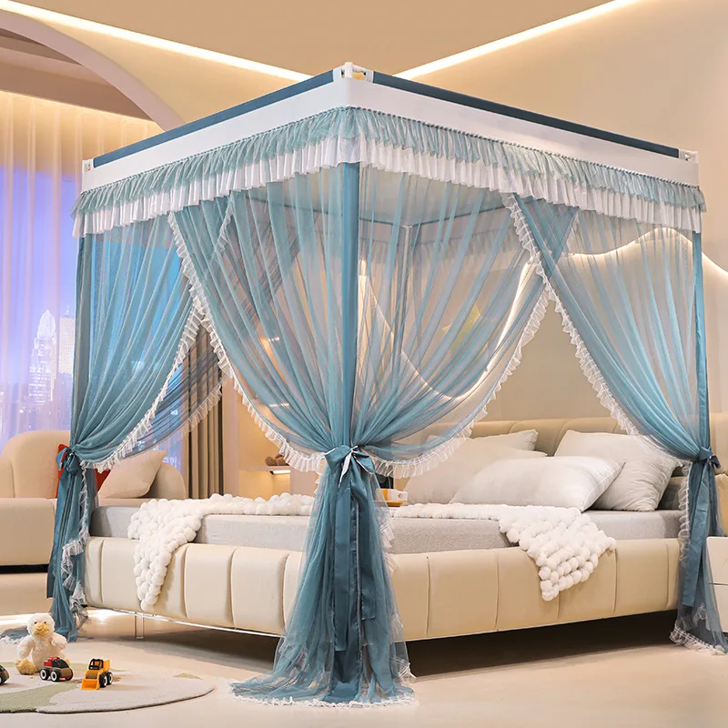 Lace-Pleated-Mosquito-Net-with-Bracket-for-Bed-Square-Romantic-Princess ...