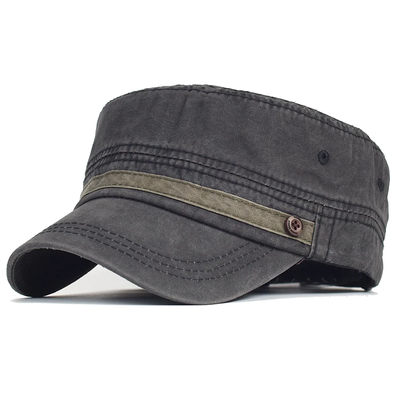Washed-Cotton-Army-Cap-Men-Casual-Cadet-Unique-Design-Military-Caps ...