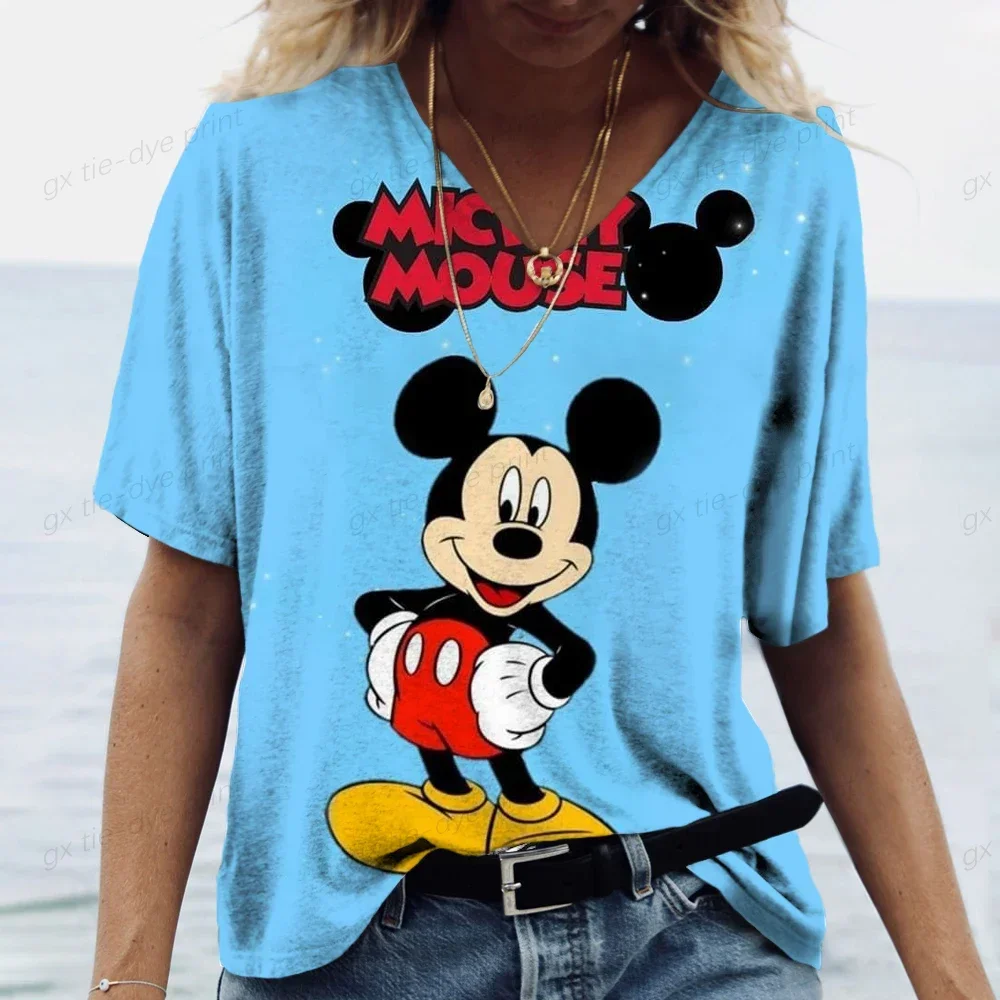 Summer-Disney-Women-T-shirt-Casual-O-Neck-Minnie-Mickey-Mouse-print ...