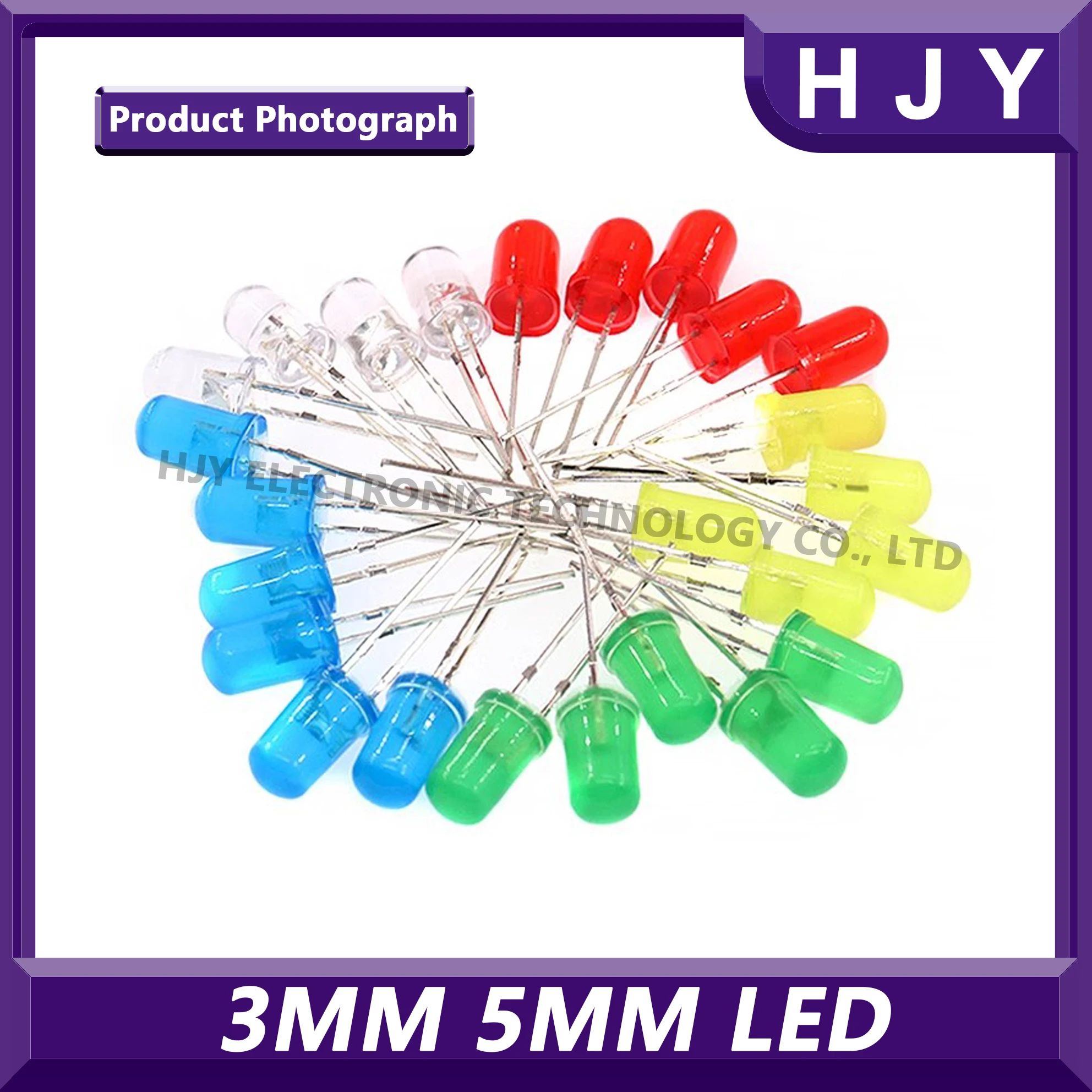 50-100pc-3mm-5mm-LED-Diode-Assorted-Kit-Red-Green-Yellow-Blue-Light ...