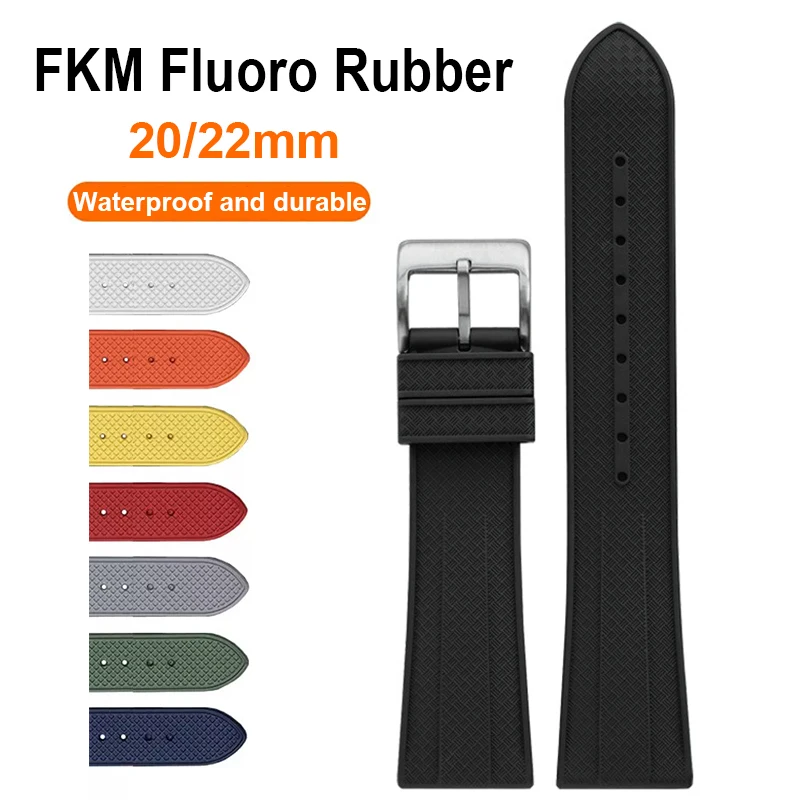 FKM-Fluoro-Rubber-Strap-20mm-22mm-Universal-Smart-Watch-Band-Men-Women-Waterproof-Quick-Release ...