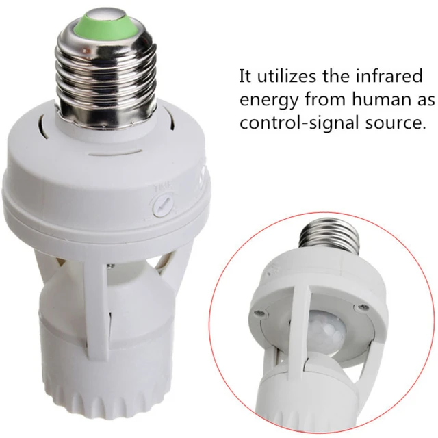 E27 Motion Sensor Light Switch 110-240V Base Lamp Holder With Light ...