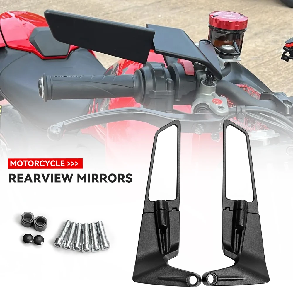 New-Motorcycle-Fixed-Wind-Wing-Universal-Mirrors-Adjustable-Rotating ...