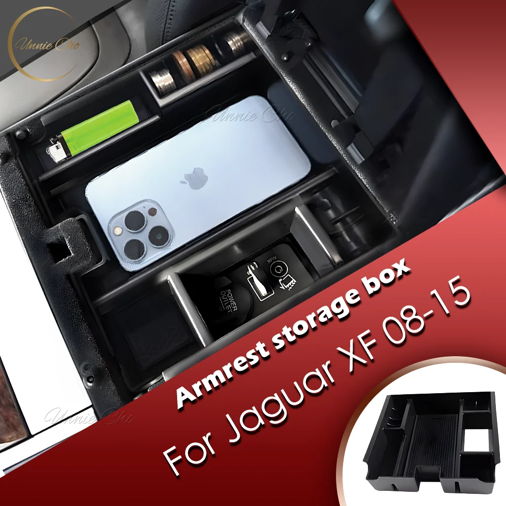For Jaguar XF Storage Box Armrest Organizer Tray Center Console Stowing ...