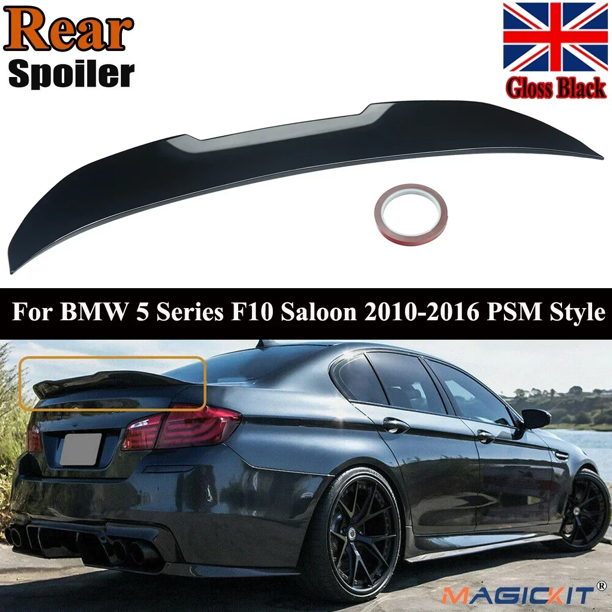 MagicKit FOR BMW 5 SERIES F10 M5 PSM STYLE GLOSS BLACK REAR BOOT TRUNK ...