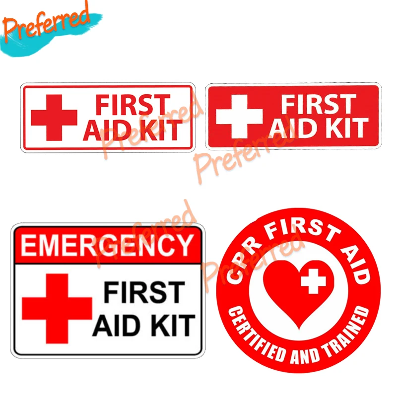 Hot Sale Emergency First Aid Kit Sticker Vinyl Decal Safety Red First ...