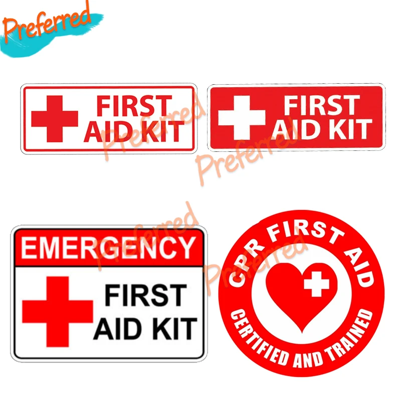 Hot Sale Emergency First Aid Kit Sticker Vinyl Decal Safety Red First ...