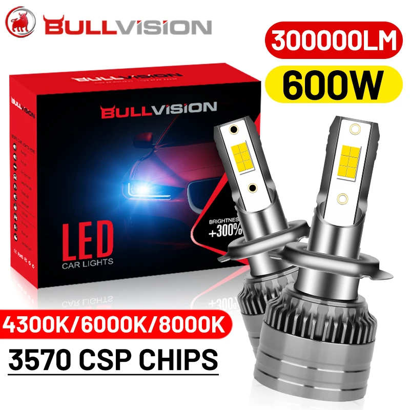 Bullvision-H4-H7-LED-Canbus-300000LM-600W-3570-CSP-Car-Headlight-H1-H11 ...