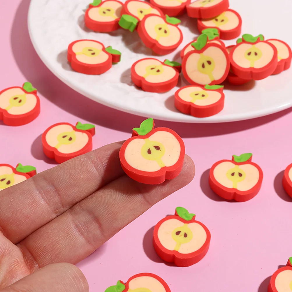 100-Pcs-Apple-Eraser-Cartoon-Erasers-Kawaii-Mini-Fruit-Food-Adorable ...