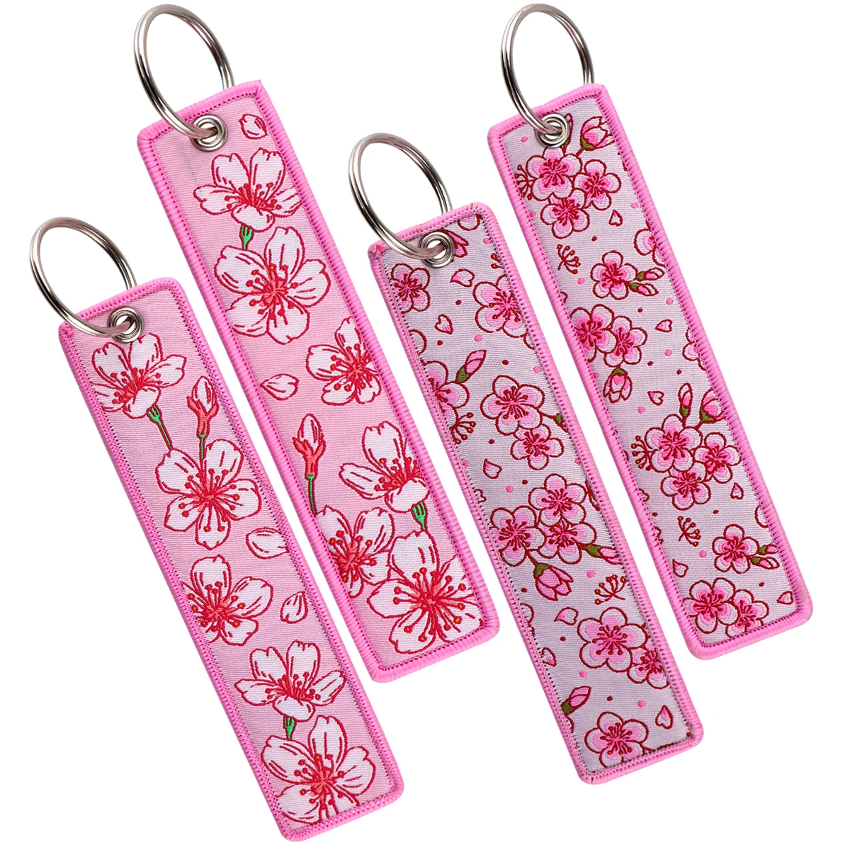 Pink-Cherry-Blossoms-Embroidery-Key-Fobs-Sakura-Key-Tag-Motorcycles-Car ...