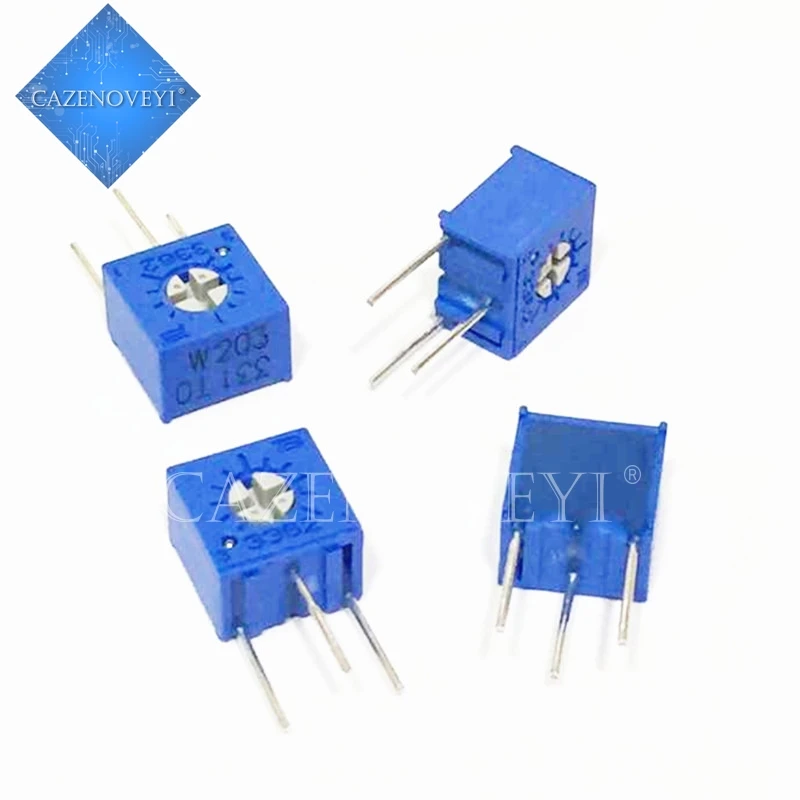 10pcs/lot 3362W Adjustable Precision Potentiometer 100 200 500 R Ohm 1K ...