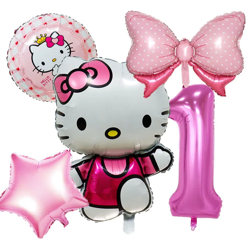 Juego de 5 globos con números de Hello Kitty para decoración de fiestas ...