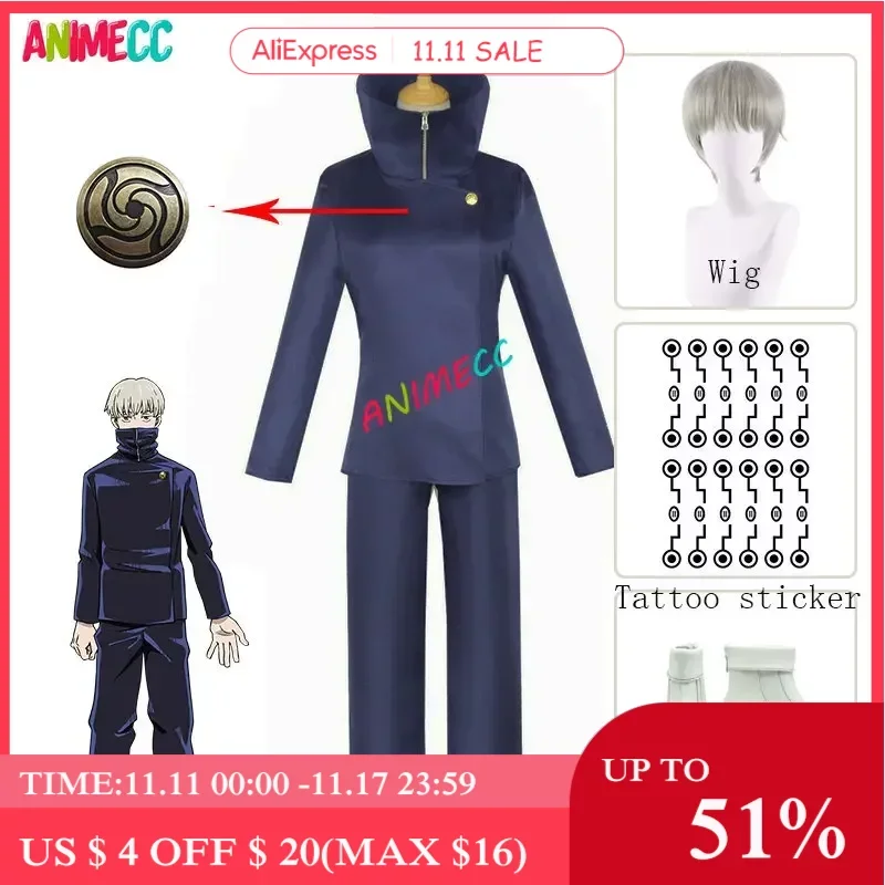 ANIMECC-Toge-Inumaki-Jujutsu-Kaisen-Cosplay-Costume-Wig-Tattoo-Sticker ...