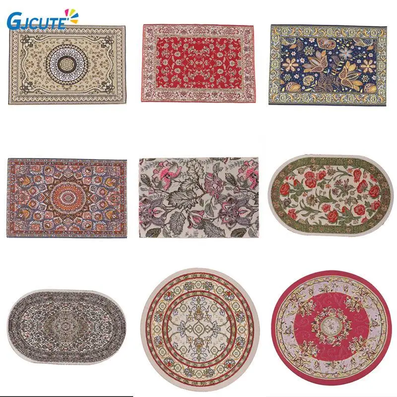 Mini-Carpet-Playing-House-Decor-Floor-Coverings-Floral-Pattern-Mat-1-6 ...