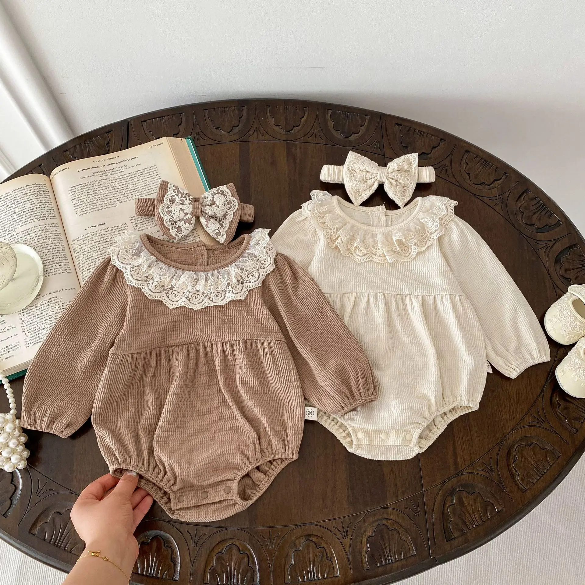 2PCS-MILANCEL-Spring-Baby-Clothes-Lace-Collar-Infant-Bodysuit-One-Piece ...