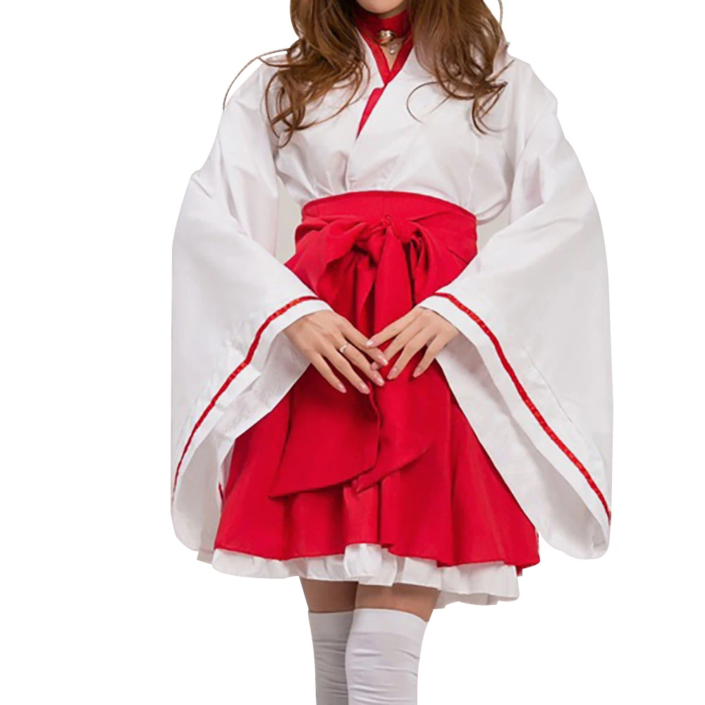 S-5XL Plus Size Japanese Anime Kikyo Kimono Cosplay Women's Miko ...