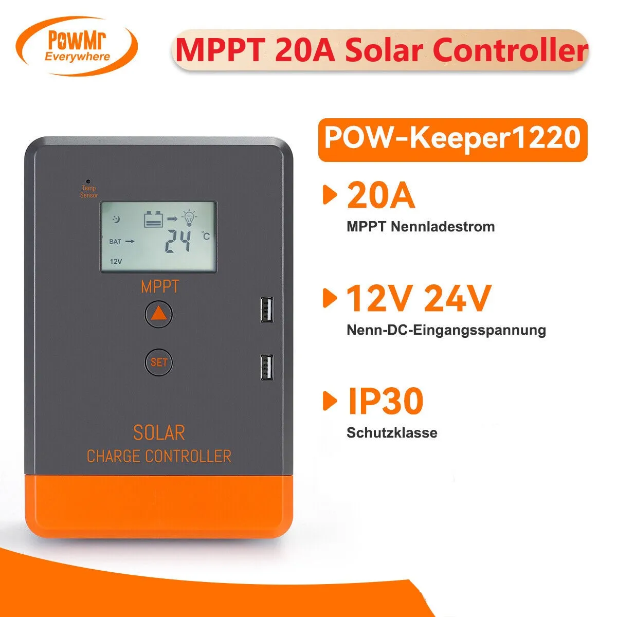 PowMr-20A-MPPT-Solar-Charge-Controller-Solar-Panel-Kit-LiFePo4-Lead ...