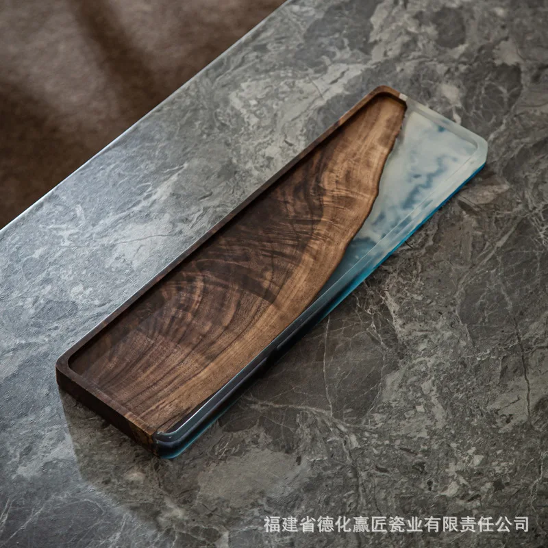 Walnut-Resin-Tea-Tray-Epoxy-Resin-Solid-Wood-Tray-Anti-Scald-Dried ...