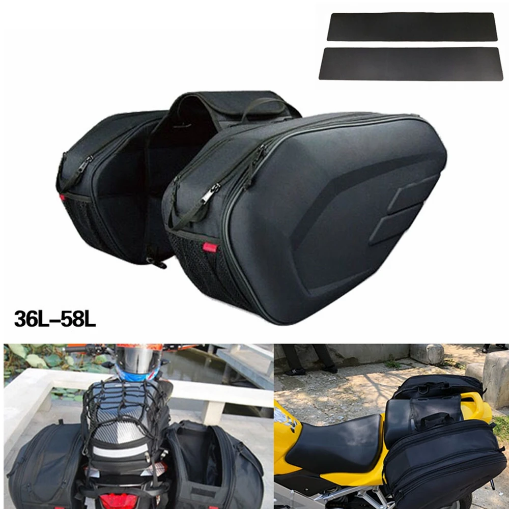 Black 36-58L Motorcycle Saddlebags Waterproof Scooter Tail Luggage ...