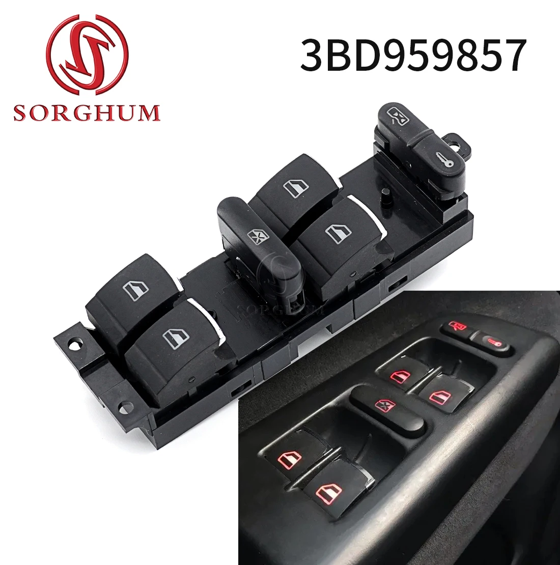SORGHUM 3BD959857 For VW Golf 4 GTI Jetta MK4 Passat B5 B5.5 BORA BEETLE Car Part Chrome Button ...