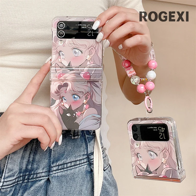 Kawaii-Cartoon-Cat-Girl-Phone-Case-For-Samsung-Galaxy-Z-Flip-5-4-3-Z ...