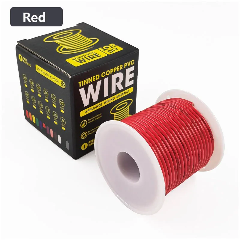 Cable electrónico de cobre estañado con aislamiento de PVC, 20 m a 100 m, 1007, 30 awg, 28 awg ...