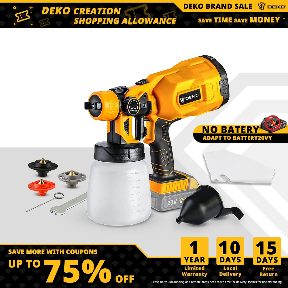 DEKO-Spray-Gun-20V-220V-High-Power-Home-Electric-Paint-Sprayer-NO ...