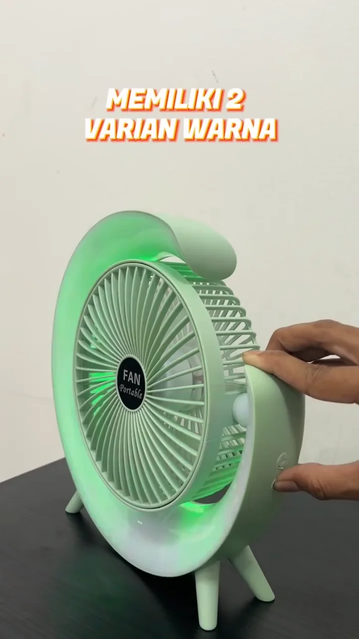 Portable Fan USB Rechargeable Fan LED 7 Colors Electric Fan 180 ...