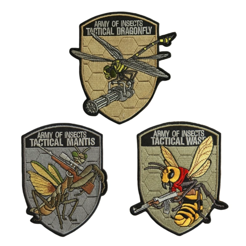 Insect-Legion-Embroidered-Hook-and-Loop-Patches-Dragonfly-Bee-Mantis ...