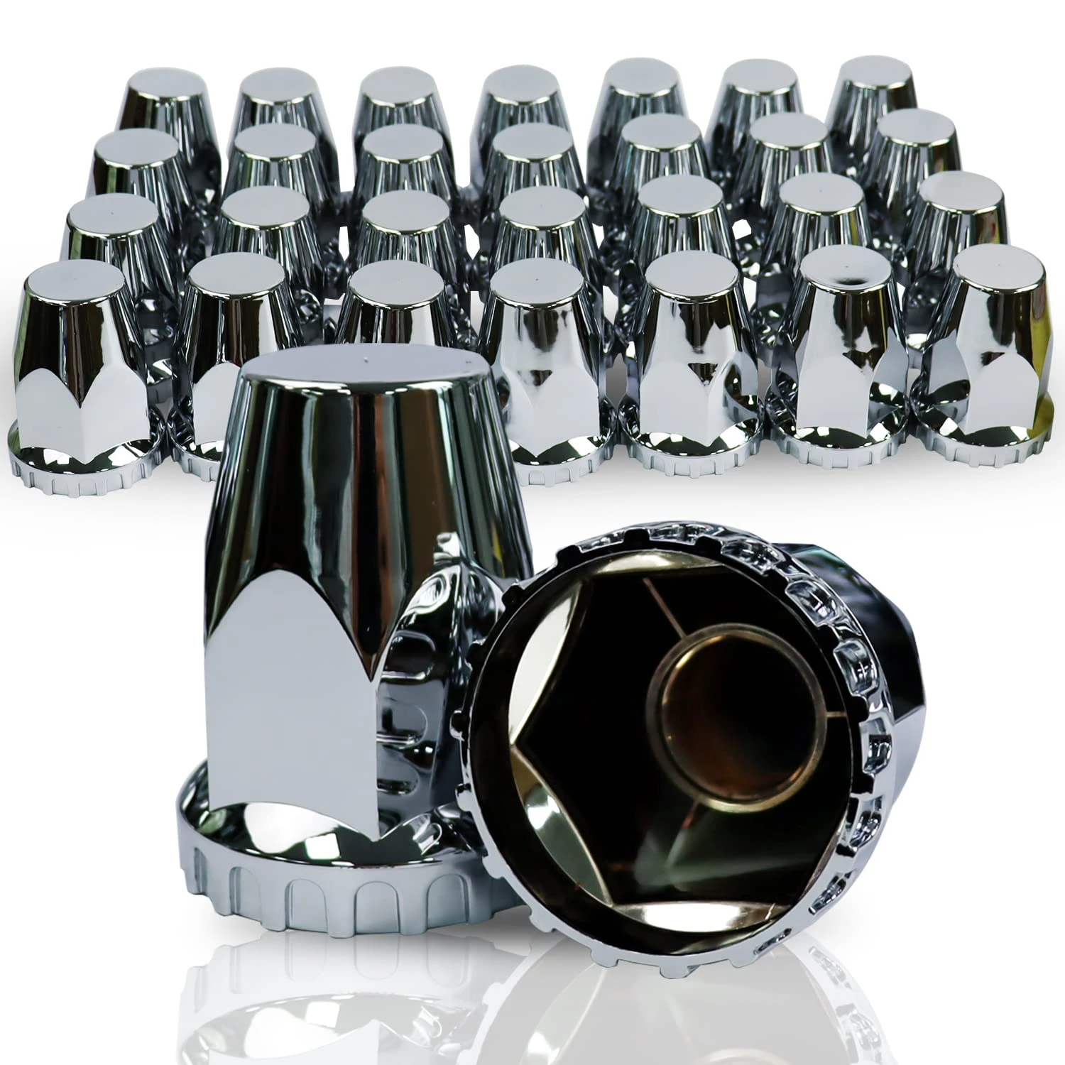 20 PCS ABS Chrome Plastic 33 mm by 2-7/8 inch Thread-on Standard Lug ...