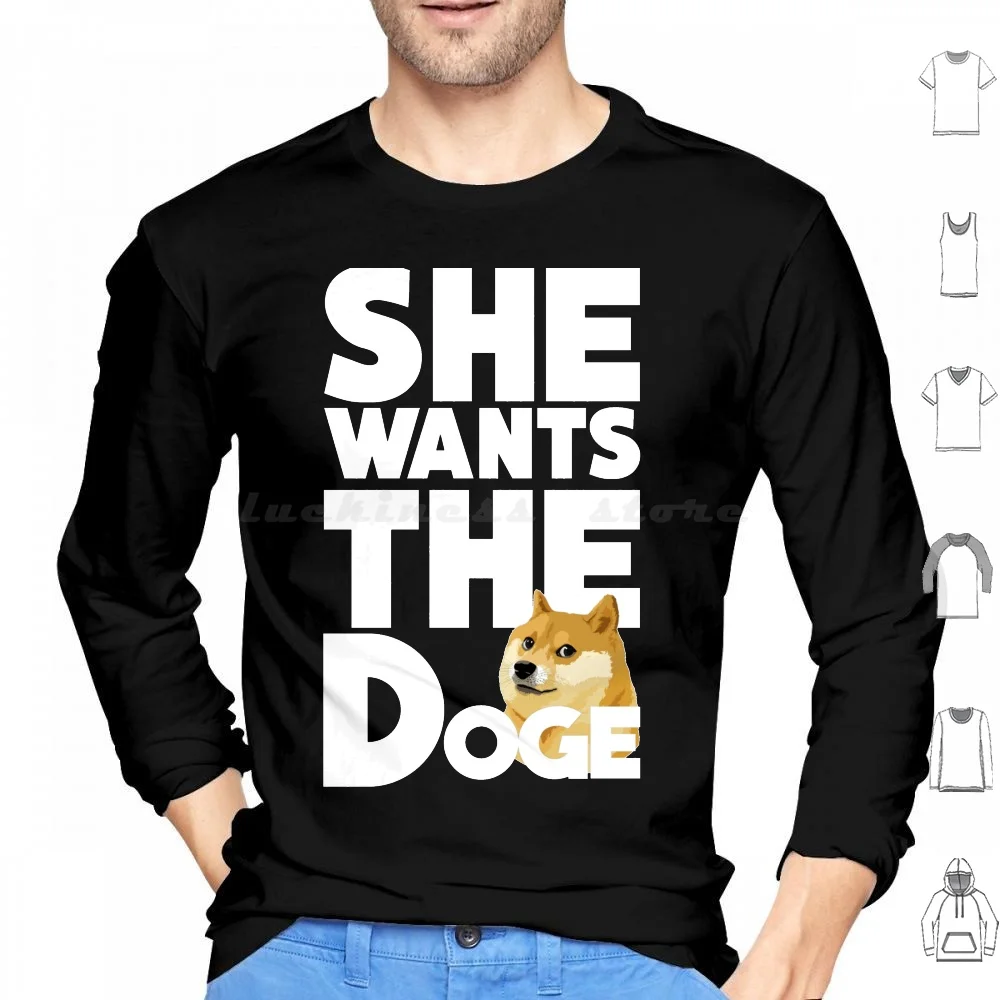 She Wants The Doge Sudadera con capucha blanca de algodón de manga ...