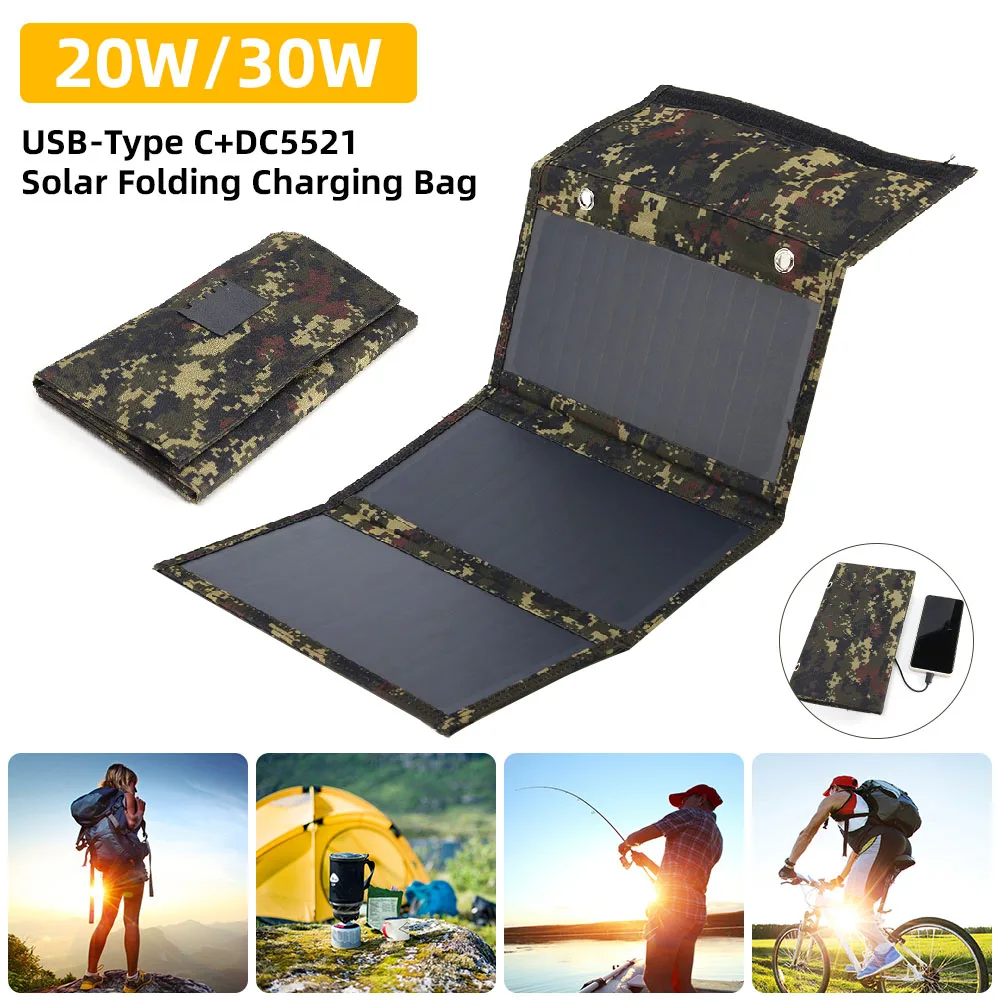 5V-USB-Type-C-Foldable-Solar-Panel-20W-30W-Waterproof-Portable-Solar ...