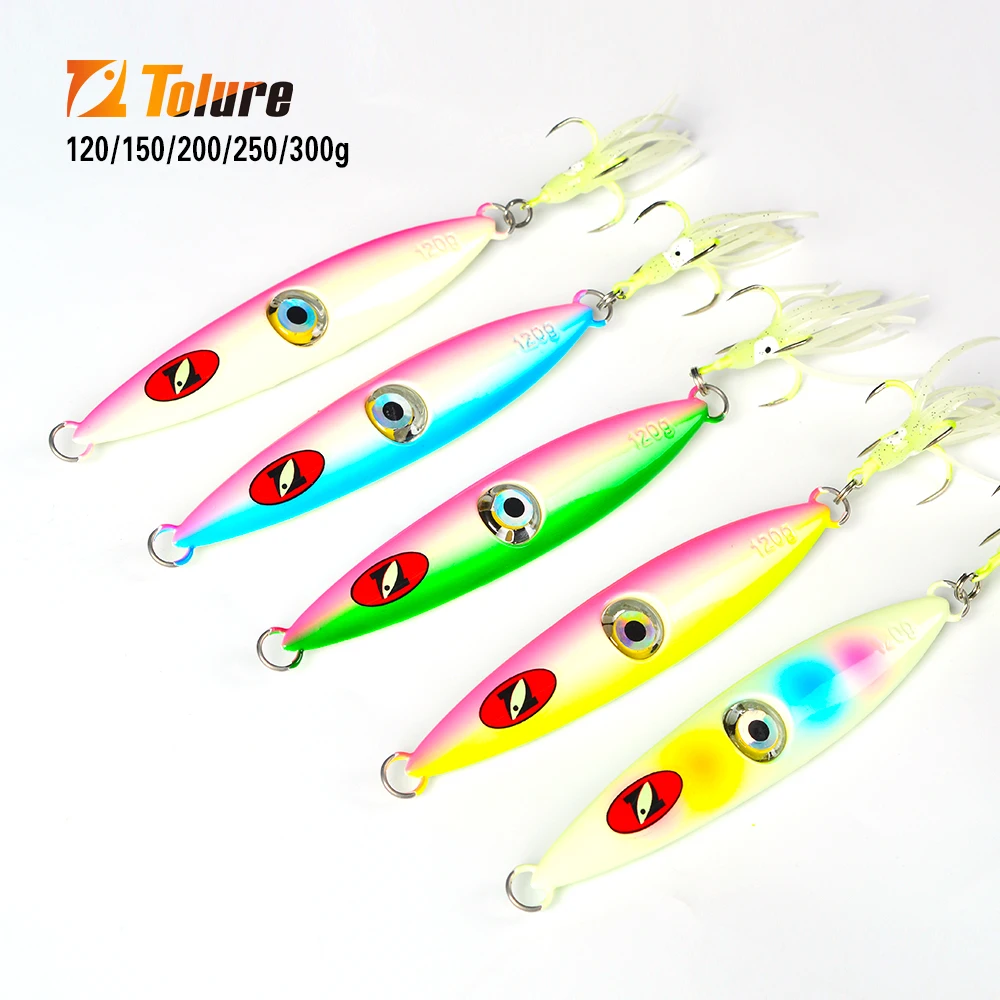 Metal Fishing Jig With Light/Hook Stripe Luminous UV Fishing Bait ...