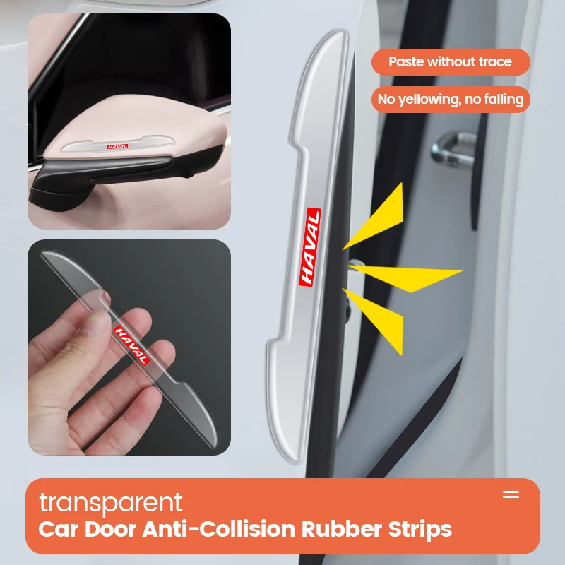4pcs Transparent Car Door Edge Guard Anti-Collision Strips Rubber ...