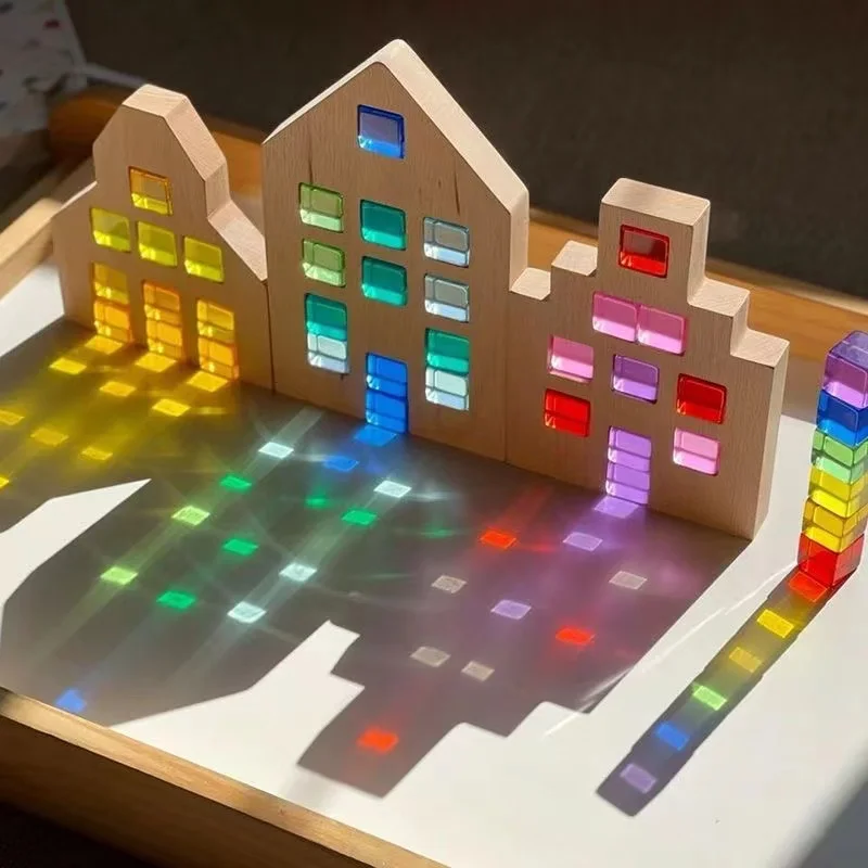 Gem-and-Lucite-Blocks-Lucent-Wood-Houses-Acrylic-Crystal-Sparkling-Stone-Kids-Open-ended-Play ...
