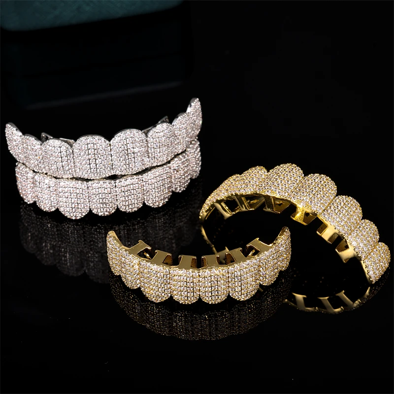 D-Z-Bling-Cubic-Zircon-Teeth-Grillz-Set-For-Unisex-Top-Bottom-Mouth ...