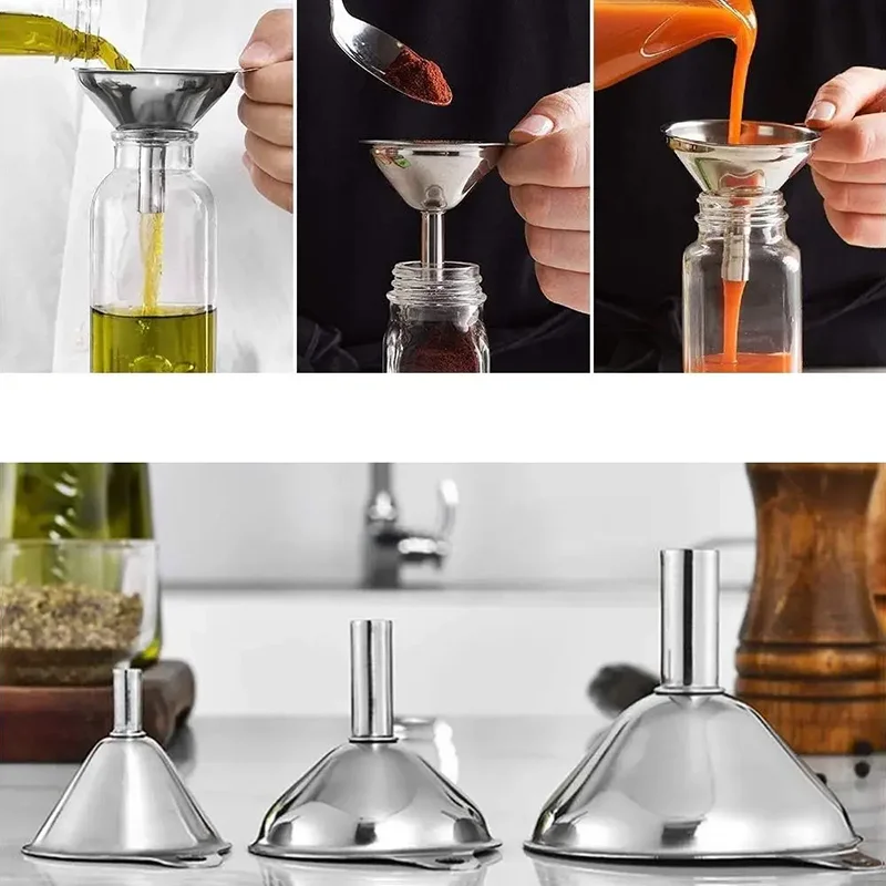 Stainless Steel Kitchen Funnels Food Grade Metal Funnels with Handle ...