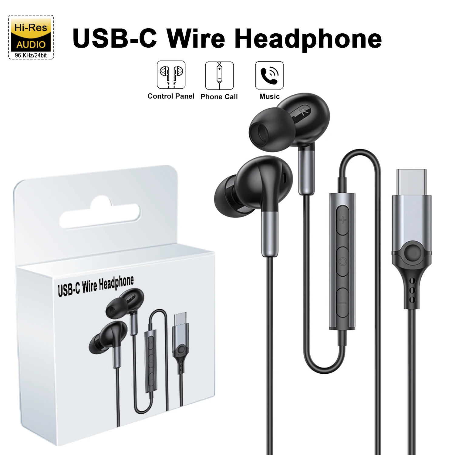USB-C-Wired-Headphones-Type-C-Earbuds-With-Microphone-Remote-Control ...