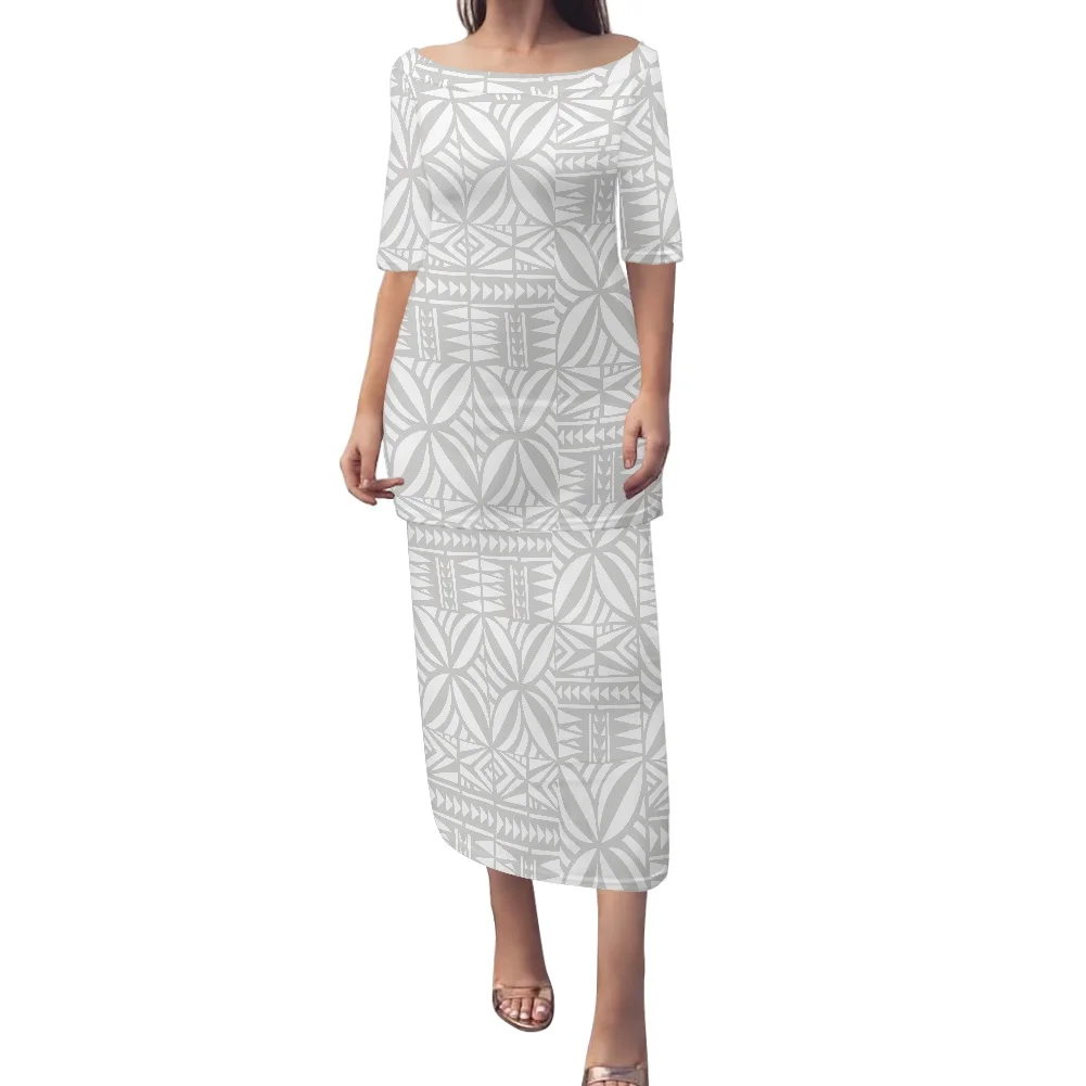 Summer Islander Puletasi Samoa Dresses Lady Short Sleeve Women Two ...